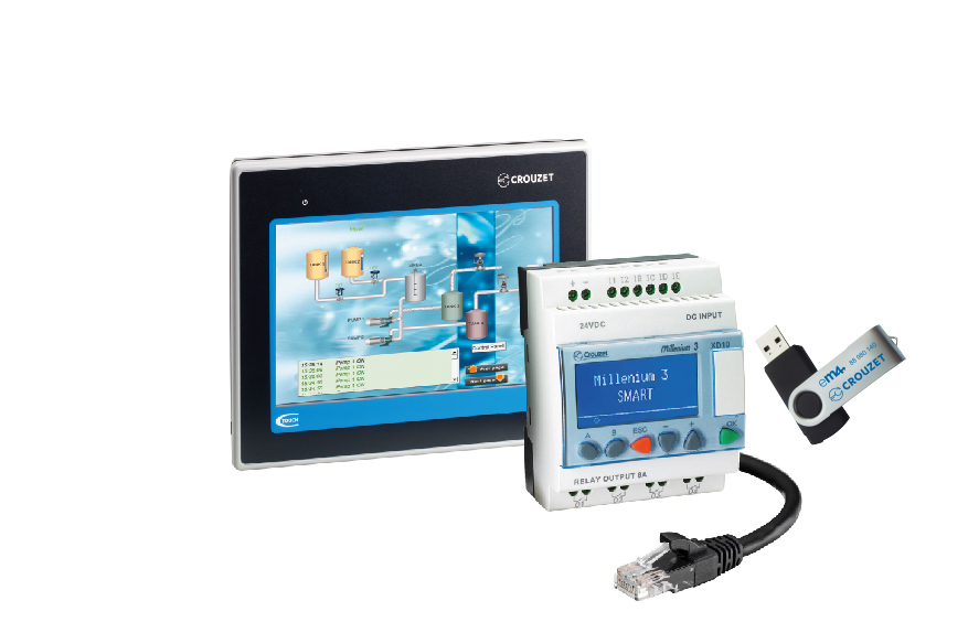 Kit Crouzet Touch HMI, CTP104-E Ethernet + XD10R Millenium 3 & Cables ...